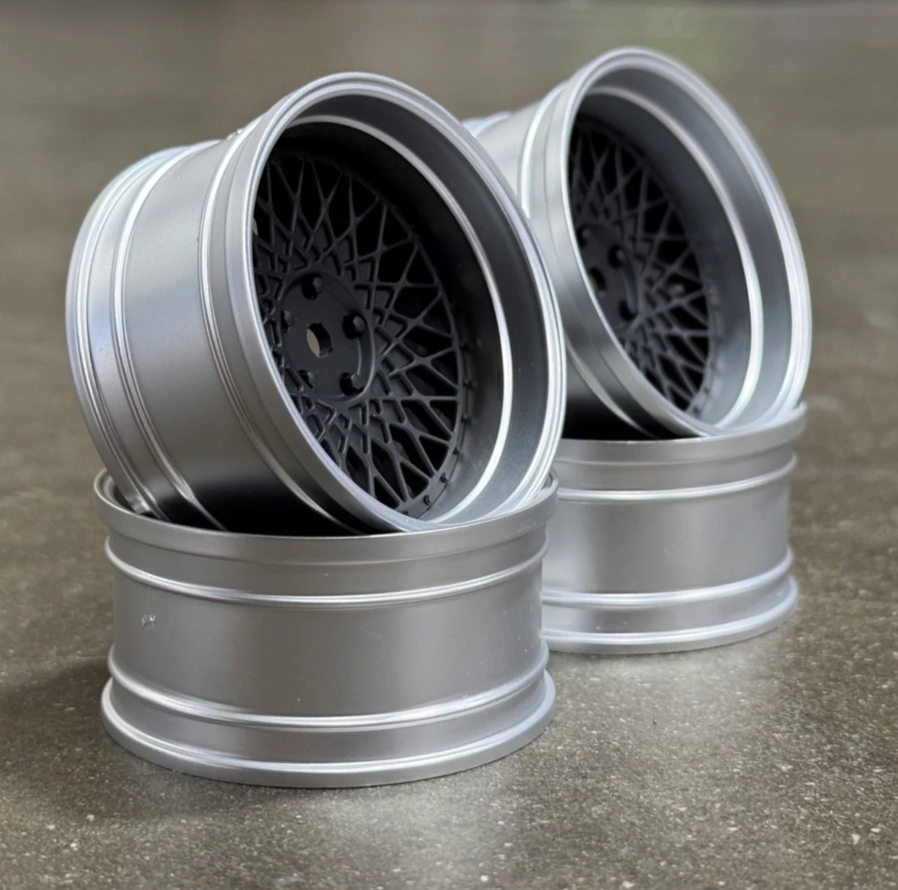 501 Mesh (Matte Black / Silver Lip) Adjustable Offset Rims (4-Pack) 1 ...